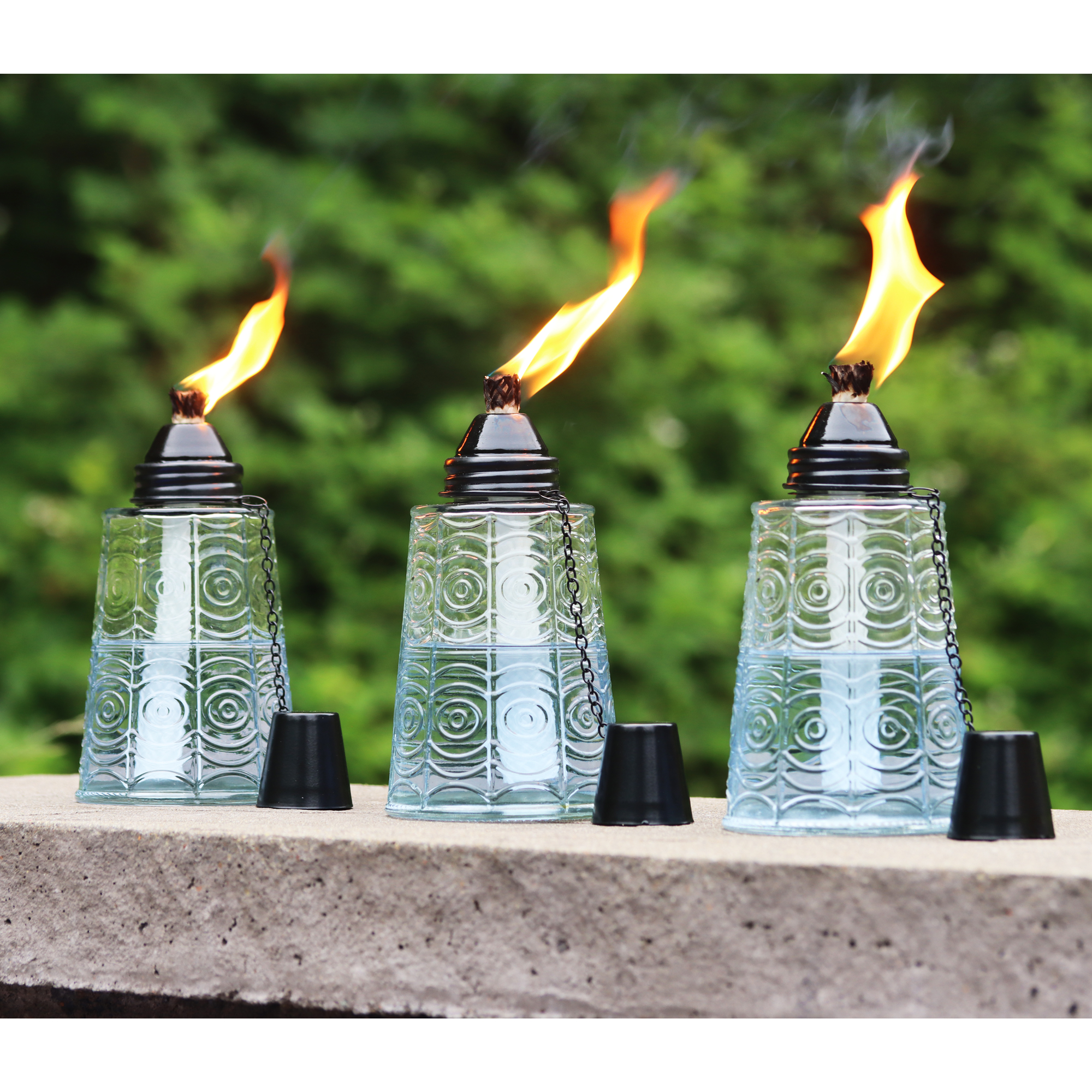 3pk Clear Tabletop Tiki Torches