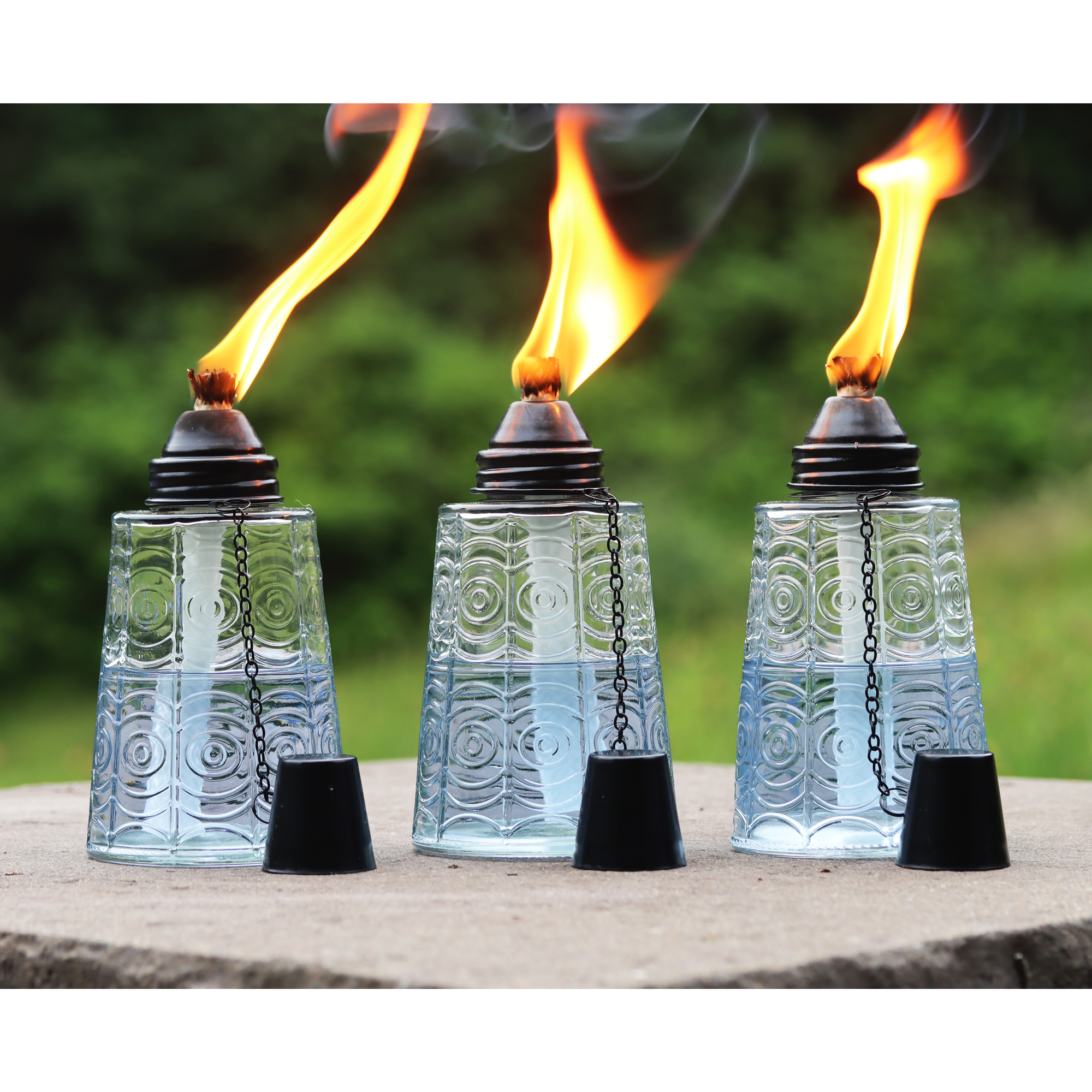 3pk Clear Tabletop Tiki Torches